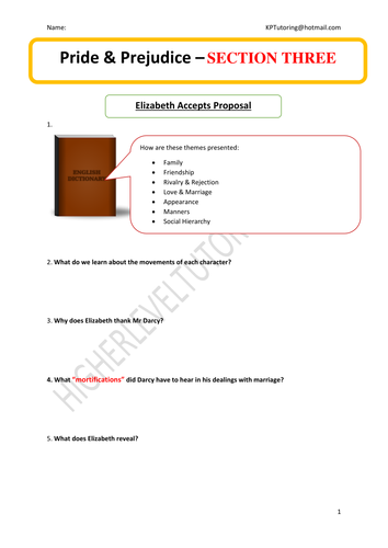 19th Century Novel: JANE AUSTEN: Pride and Prejudice - SECTION 3 ...