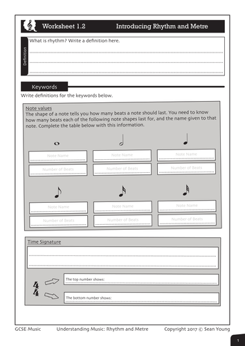 Understanding Music: Rhythm and Metre - Worksheet Pack for GCSE Music ...