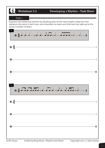 Understanding Music: Rhythm and Metre - Worksheet Pack for GCSE Music ...