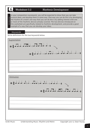 Understanding Music: Rhythm and Metre - Worksheet Pack for GCSE Music ...