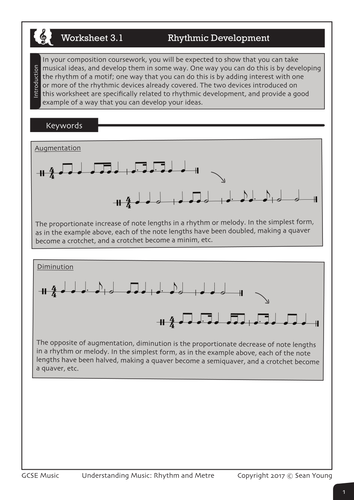 Understanding Music: Rhythm and Metre - Worksheet Pack for GCSE Music ...