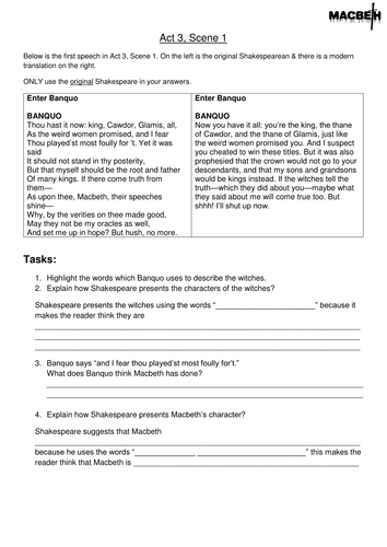 Macbeth - Act 3 | Teaching Resources