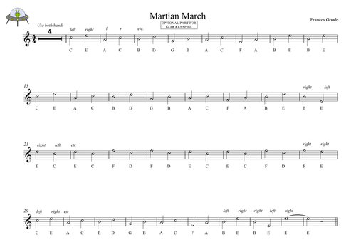 Martian March - A fun piece for xylophones with an option part for ...