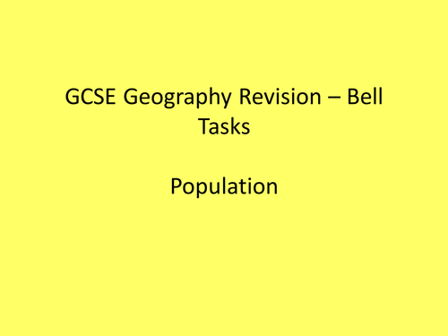 Bell Tasks - GCSE Population | Teaching Resources