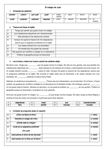 Spanish School / mi colegio - Unit Bundle (20 Resource Packs ...