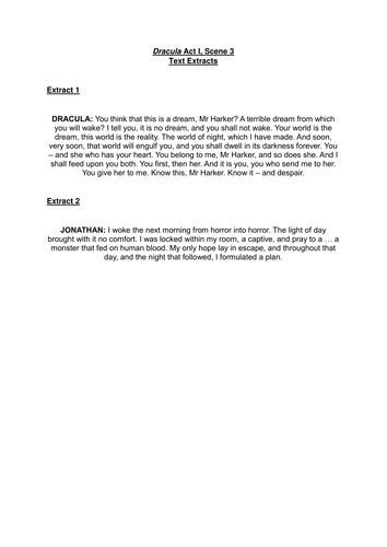 Dracula The Play Act 1 - The David Calcutt Adaptation | Teaching Resources