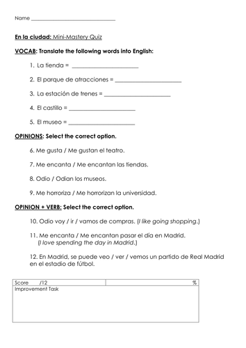 KS3 Spanish - ¿Qué se puede hacer en la ciudad? | Teaching Resources