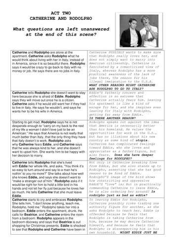 A View from the Bridge - Act Two: A focus on Catherine and Rodolpho ...