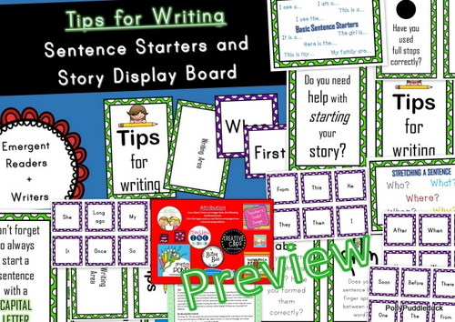 Tips for Writing - Sentence Starters Display Board | Teaching Resources