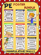 PE Poster Bundle: Manipulative Skills- 9 Skill Cue Posters | Teaching ...