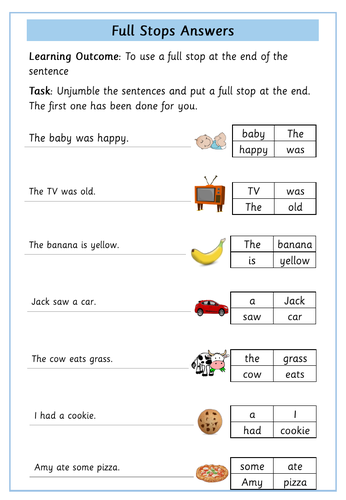 Full Stops Worksheets | Teaching Resources