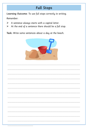 Full Stops Worksheets | Teaching Resources