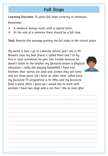 Full Stops Worksheets | Teaching Resources