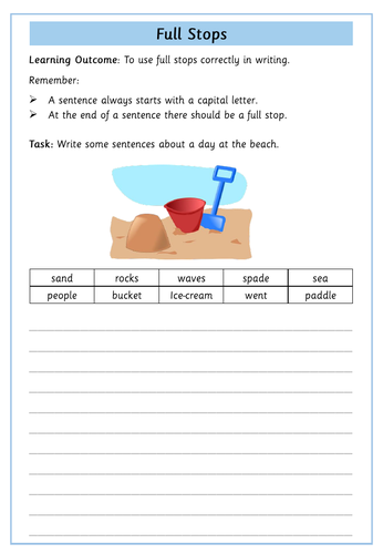 Full Stops Worksheets | Teaching Resources