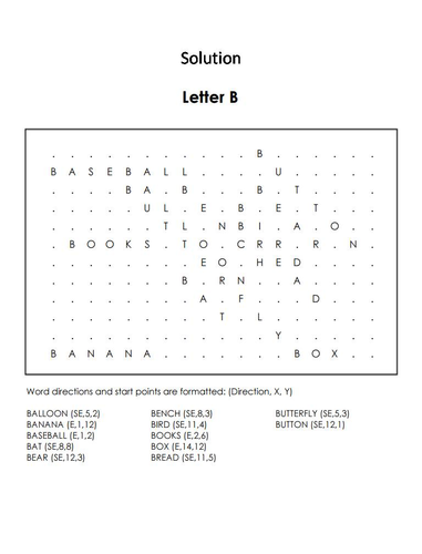 The Letter B Word Search | Teaching Resources