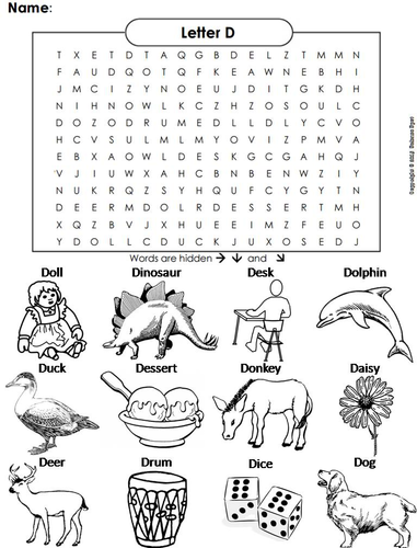 The Letter D Word Search | Teaching Resources