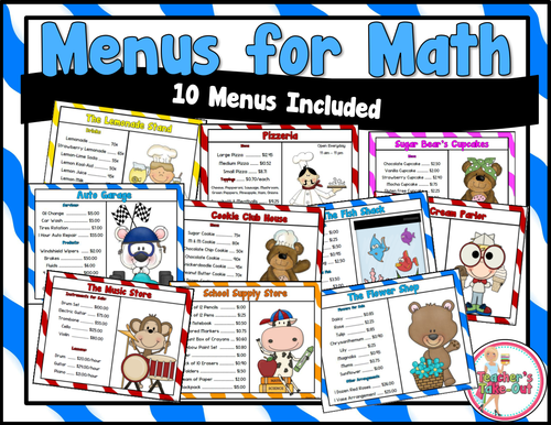 Menus for Math | Teaching Resources