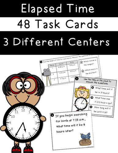 Elapsed Time Task Cards | Teaching Resources