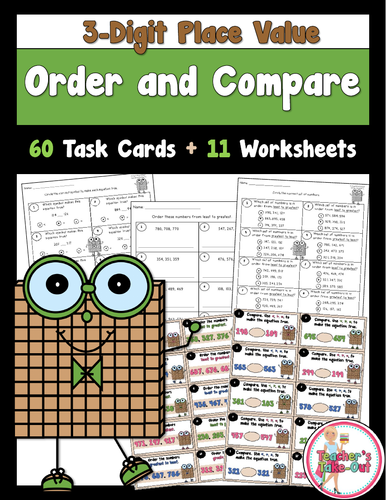 Order and Compare using 3-Digit Numbers Task Cards | Teaching Resources