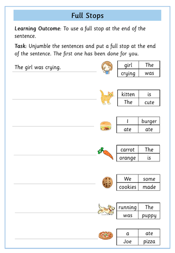 Capital Letters and Full Stops Worksheets | Teaching Resources