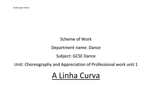 A Linha Curva Dance GCSE (9-1) AQA New Specification | Teaching Resources