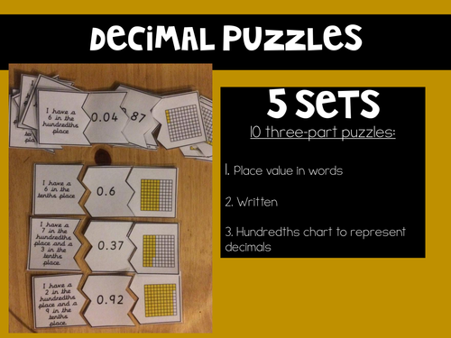 Decimal Matching Puzzles (5 sets of 10) | Teaching Resources