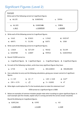 Significant Figures (Level 2) | Teaching Resources