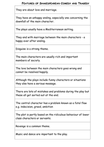 Shakespeare tragedy and comedy | Teaching Resources