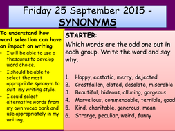 Synonyms and using a thesaurus | Teaching Resources