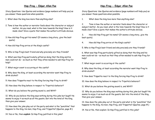 Hop Frog (Edgar Allen Poe) - Gothic features and comprehension ...