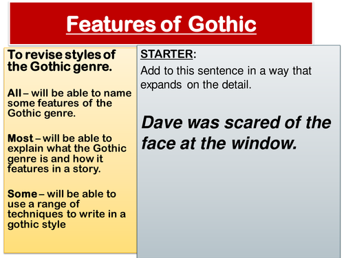Gothic genre assessment lessons - reading and writing and ...