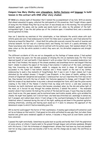 Gothic genre assessment lessons - reading and writing and ...