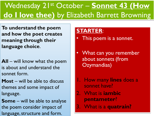 Sonnet 43 - Elizabeth Barrett Browning - fully annotated | Teaching ...