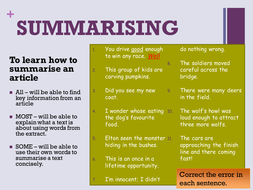 Summarising skills | Teaching Resources