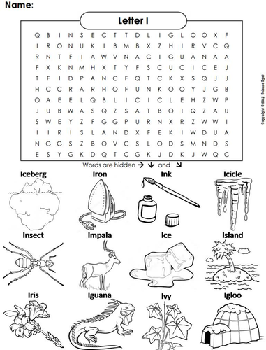 The Letter I Word Search | Teaching Resources