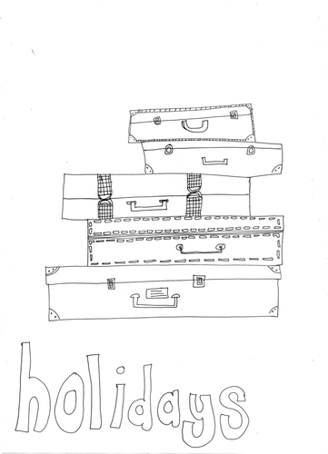 Suitcases, Packing, Holidays: Colouring Page | Teaching Resources