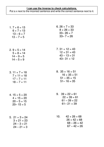 Using the inverse to spot mistakes and identify the missing numbers ...