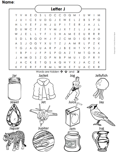 The Letter J Word Search | Teaching Resources