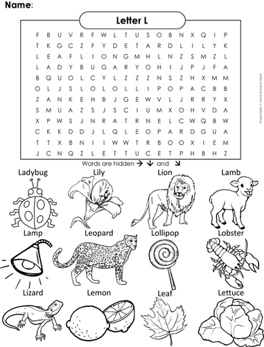 The Letter L Word Search | Teaching Resources