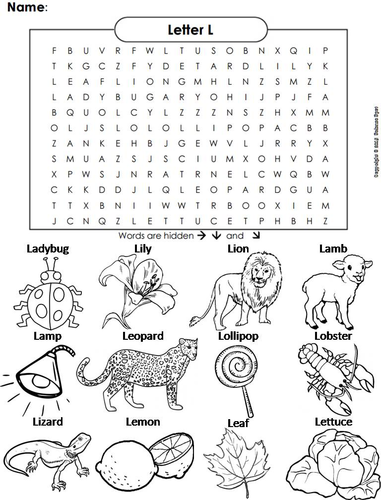 The Letter L Word Search | Teaching Resources