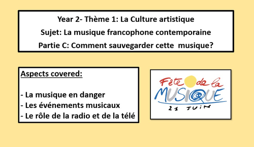La Musique Francophone Contemporaine- FULL TOPIC- AS FRENCH | Teaching ...