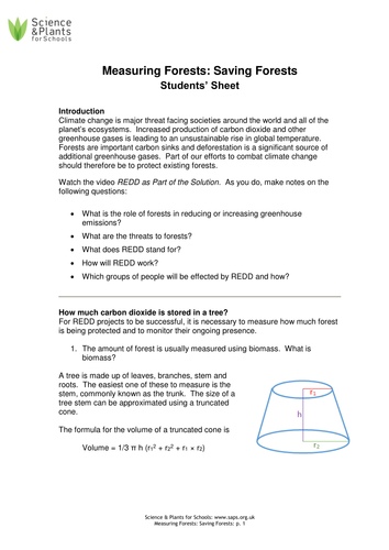 Measuring forests: saving forests | Teaching Resources