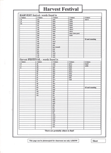 Harvest Festival | Teaching Resources