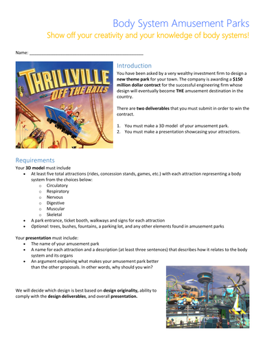 Body System Amusement Parks | Teaching Resources