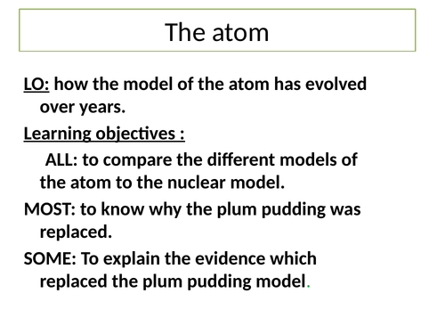 New GCSE Physics : history of the atom | Teaching Resources
