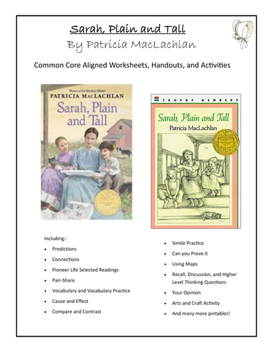 Sarah, Plain and Tall 54 Common Core Aligned Printables and Worksheets ...