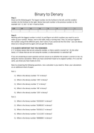 Binary and Denary/Decimal Simple Homework Task | Teaching Resources