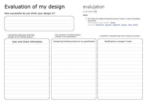 Final Evaluation Worksheet | Teaching Resources