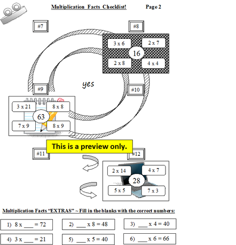 Multiplication Facts Checklist 120 FACTS! | Teaching Resources