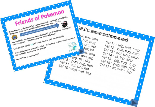 Friends of Pokemon - Phonics - vowel sounds (with free printables ...